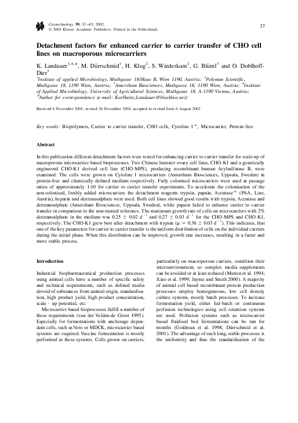(PDF) Detachment factors for enhanced carrier to carrier transfer of CHO cell lines on ...