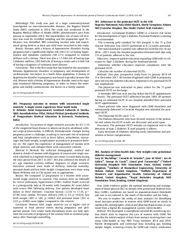 (PDF) 392. Analysis of GDm-health data: New insights into gestational ...