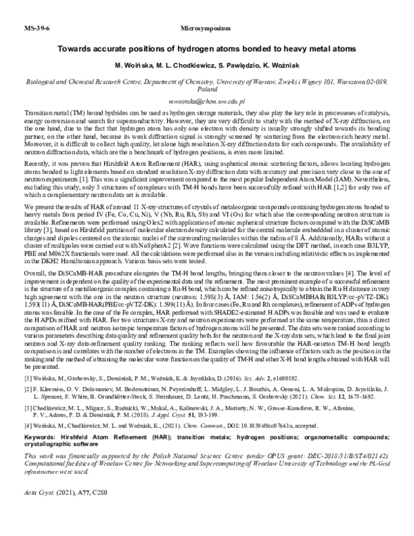 (PDF) Towards accurate positions of hydrogen atoms bonded to heavy ...