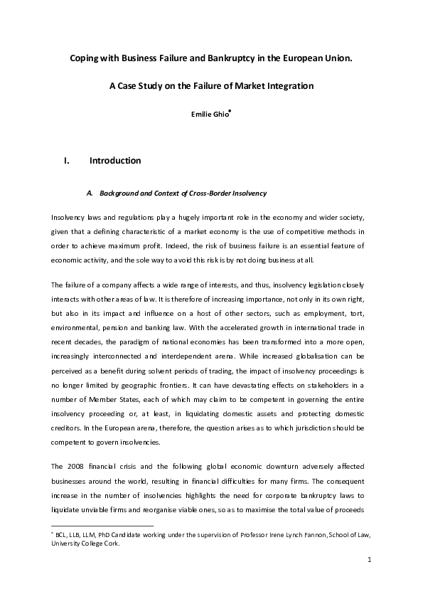 (PDF) Coping with Business Failure and Bankruptcy in the European Union ...