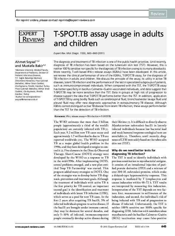 (PDF) T-SPOT.TB assay usage in adults and children