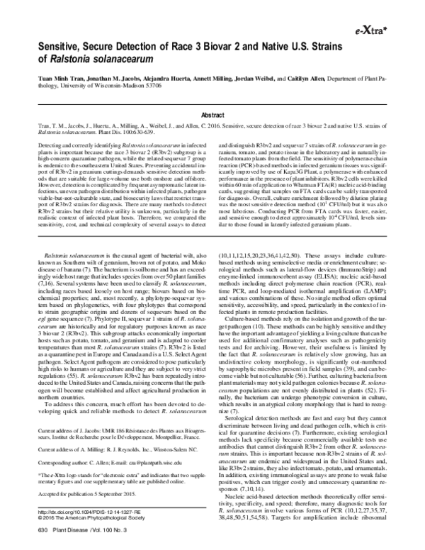(PDF) Sensitive, Secure Detection of Race 3 Biovar 2 and Native U.S. Strains of Ralstonia ...