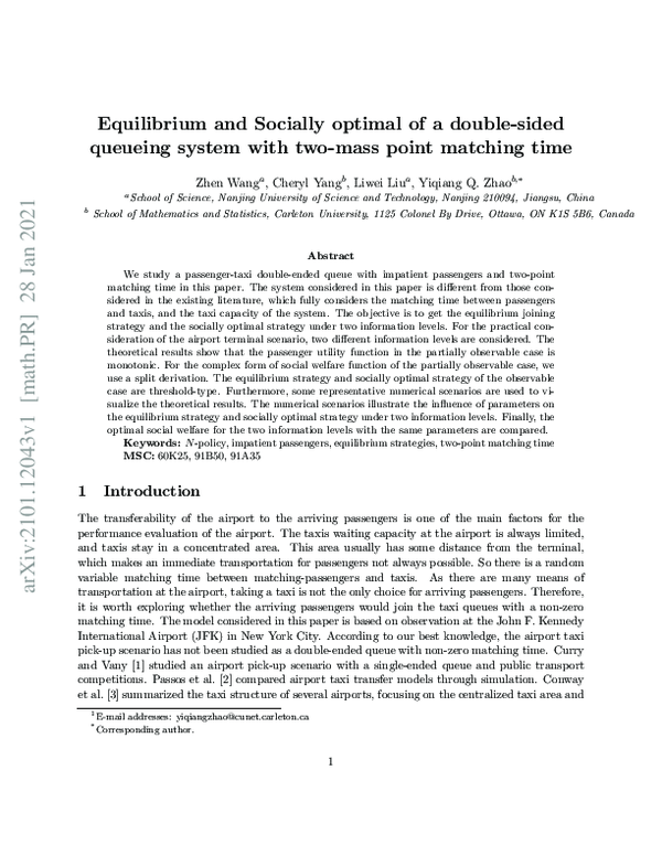 (PDF) Equilibrium and Socially optimal of a double-sided queueing ...
