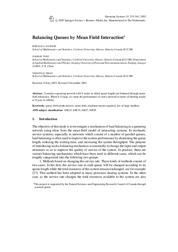 (PDF) Balancing Queues by Mean Field Interaction