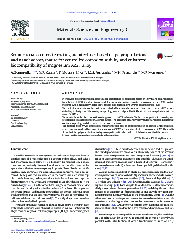 Pdf Biofunctional Composite Coating Architectures Based On