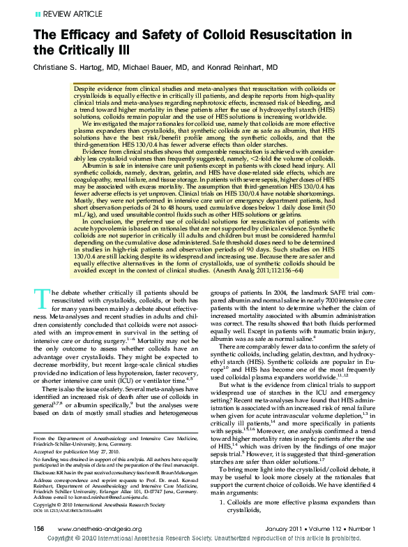 (PDF) The Efficacy and Safety of Colloid Resuscitation in the ...