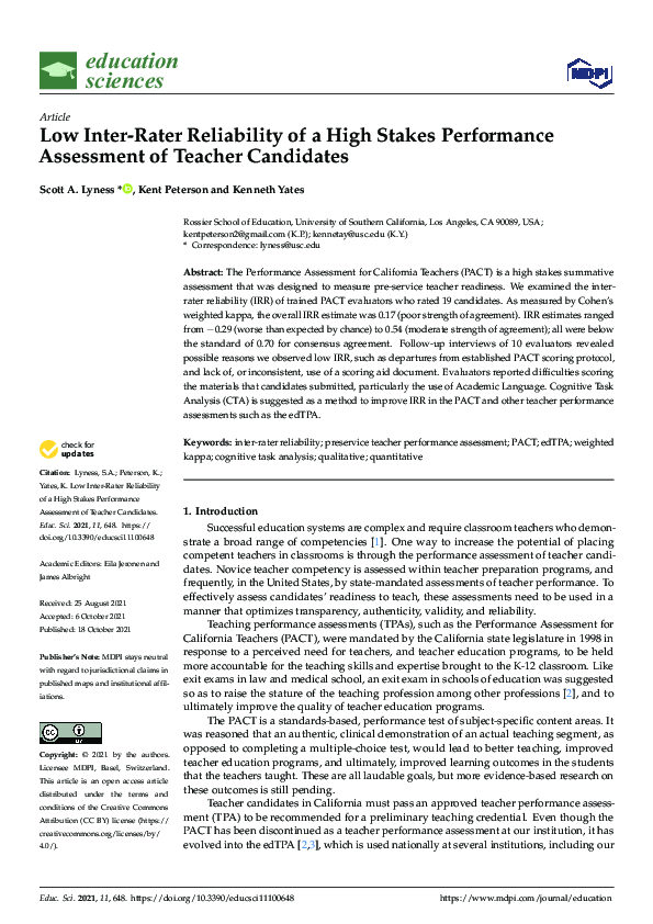 (PDF) Low Inter-Rater Reliability of a High Stakes Performance ...