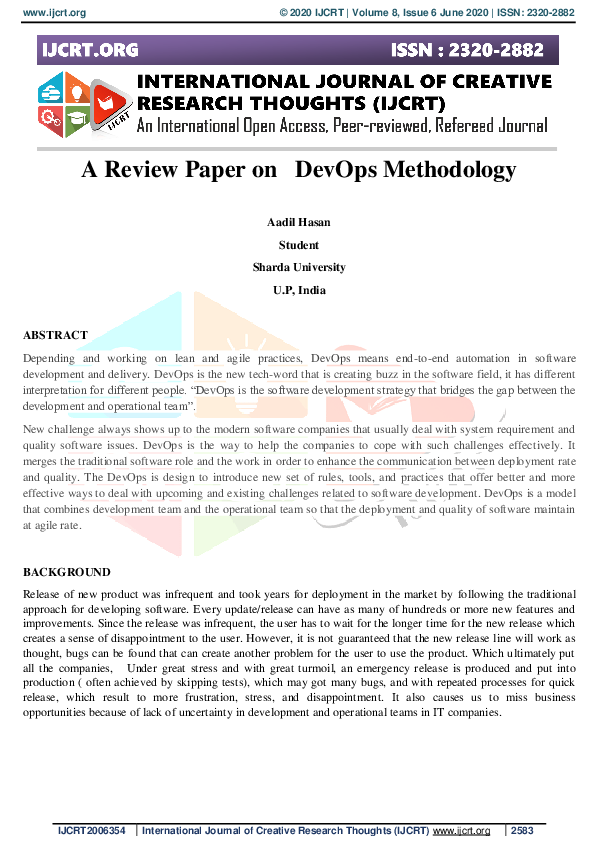 (PDF) A Review Paper on DevOps Methodology
