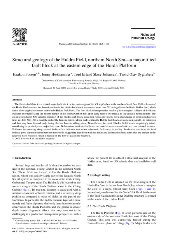 (PDF) Structural geology of the Huldra Field, northern North Sea—a ...