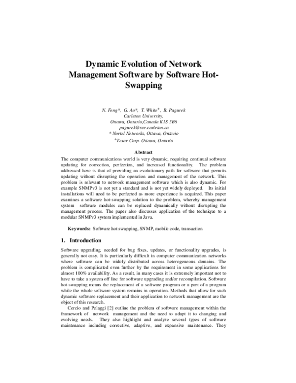 (PDF) Dynamic evolution of network management software by software hot-swapping