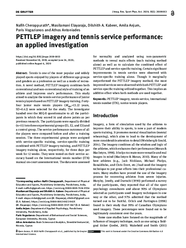 (PDF) PETTLEP imagery and tennis service performance: an applied ...