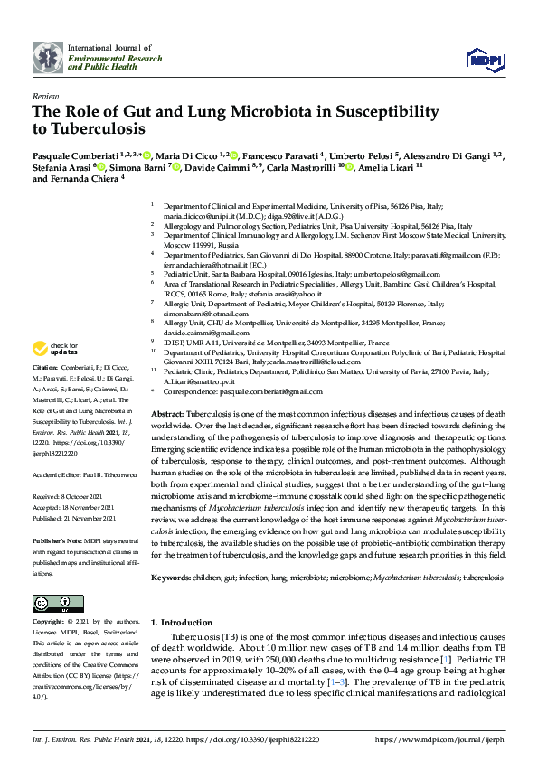 Pdf The Role Of Gut And Lung Microbiota In Susceptibility To Tuberculosis Fernanda Chiera