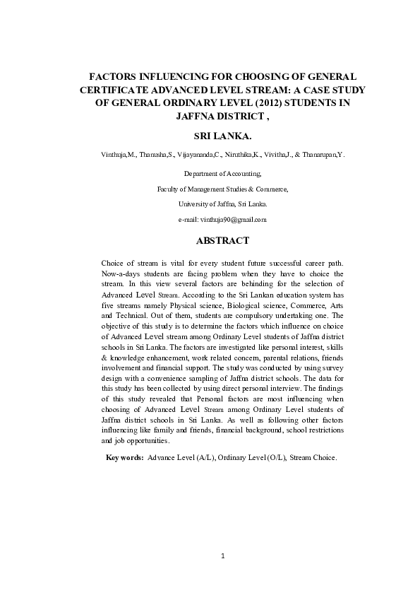 (DOC) FACTORS INFLUENCING FOR CHOOSING OF GENERAL CERTIFICATE ADVANCED ...