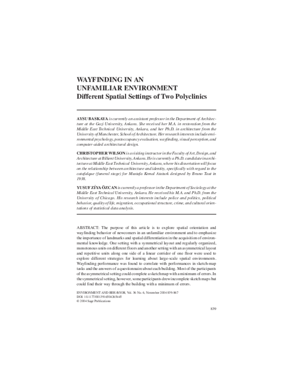 (PDF) Wayfinding in an Unfamiliar Environment