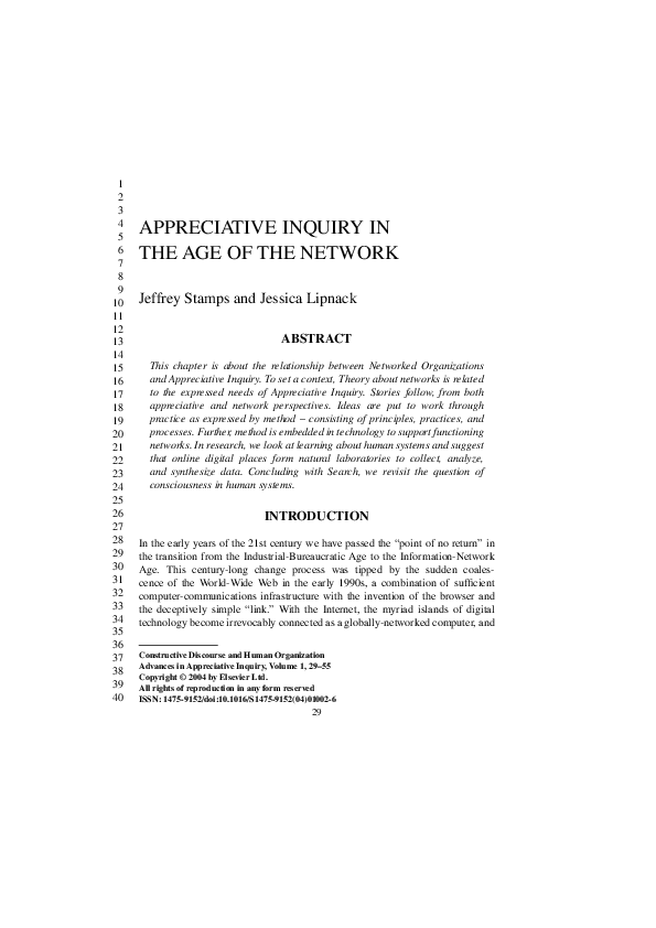 (PDF) Appreciative Inquiry in the Age of the Network
