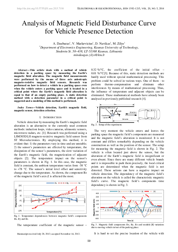 (PDF) Analysis of Magnetic Field Disturbance Curve for Vehicle Presence ...
