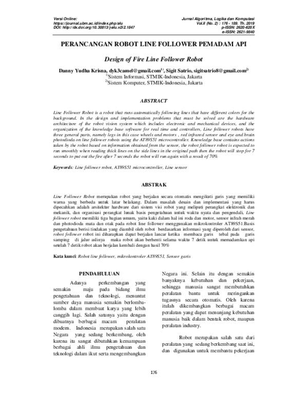 (PDF) Perancangan Robot Line Follower Pemadam Api