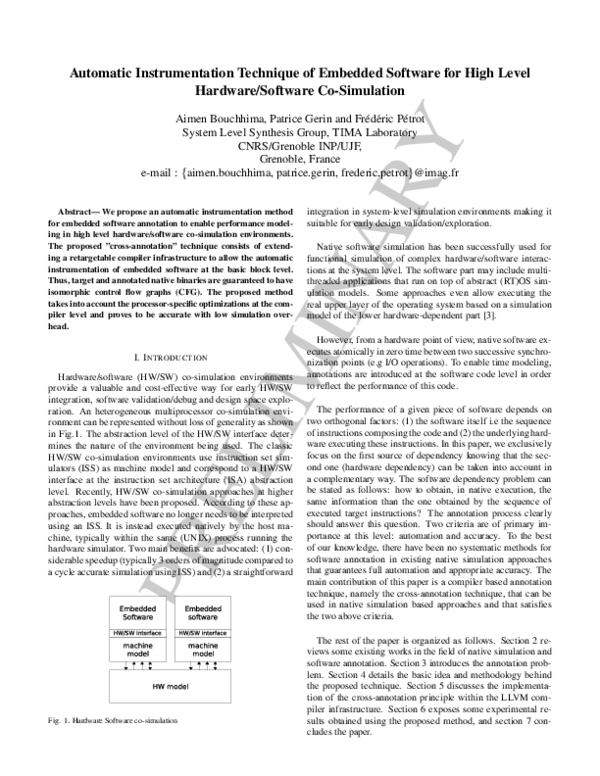 Pdf Automatic Instrumentation Technique Of Embedded Software For High