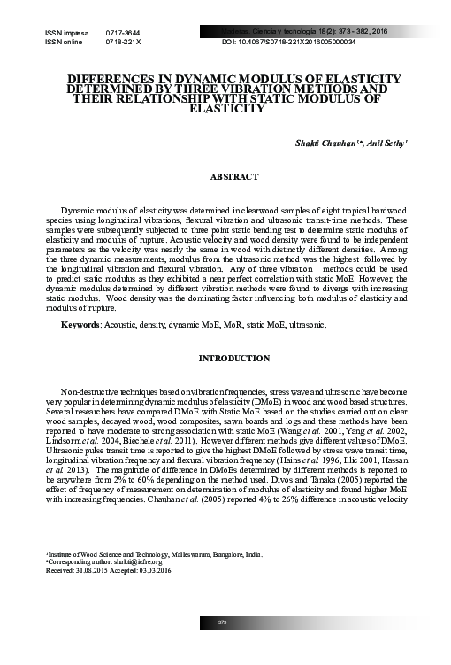Pdf Differences In Dynamic Modulus Of Elasticity Determined By Three