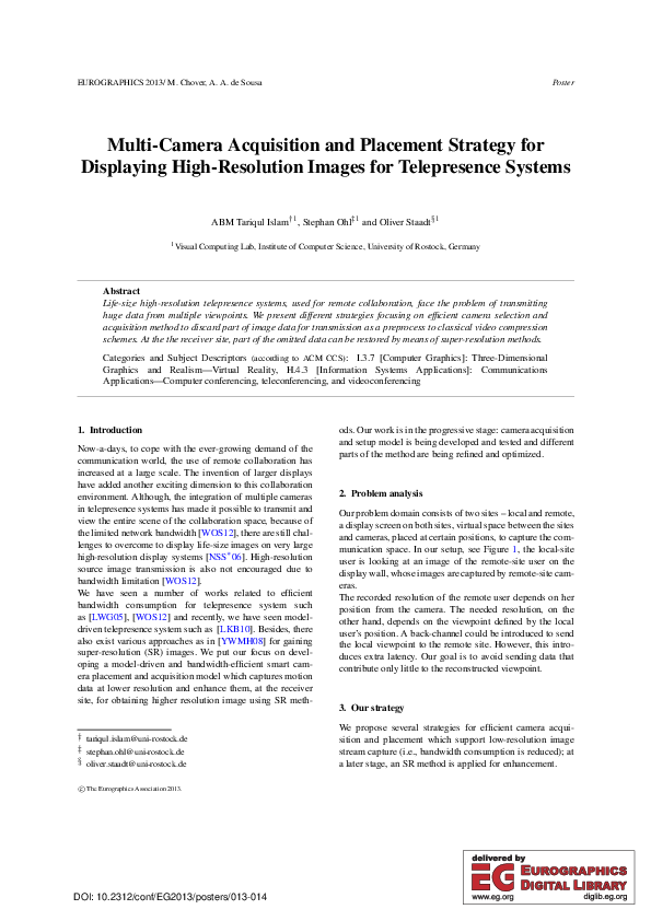 (PDF) Multi-Camera Acquisition and Placement Strategy for Displaying High-Resolution Images for ...