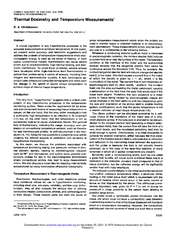 (PDF) Thermal dosimetry and temperature measurements