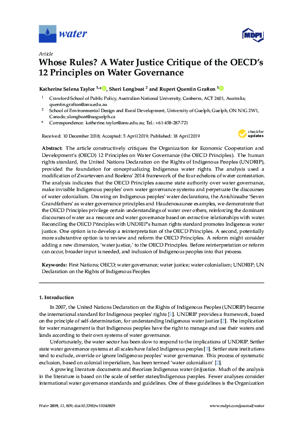 (PDF) Whose Rules? A Water Justice Critique of the OECD’s 12 Principles ...