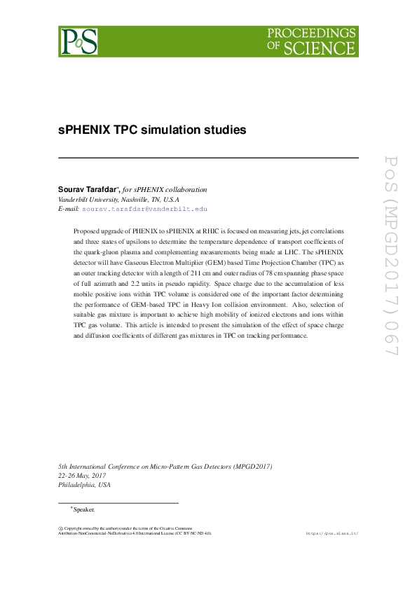 (PDF) sPHENIX TPC simulation studies