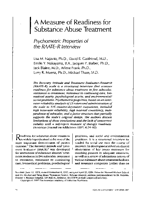 (PDF) A Measure of Readiness for Substance Abuse Treatment