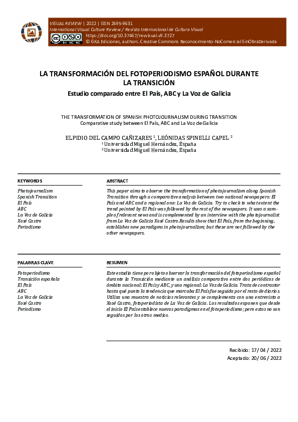 (PDF) Transformación del fotoperiodismo español durante la Transición ...