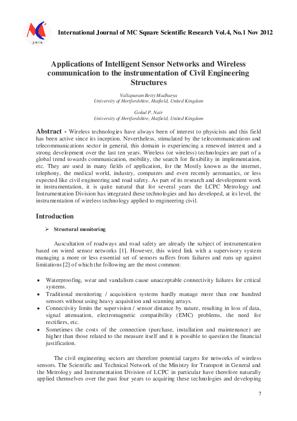 (PDF) Applications of Intelligent Sensor Networks and Wireless communication to the ...
