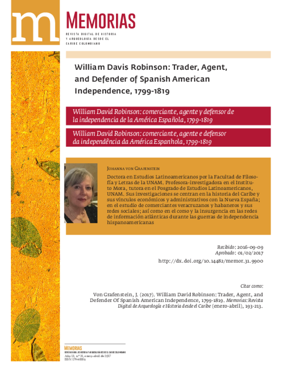 William Davis Robinson: Trader, Agent, and Defender of Spanish American ...