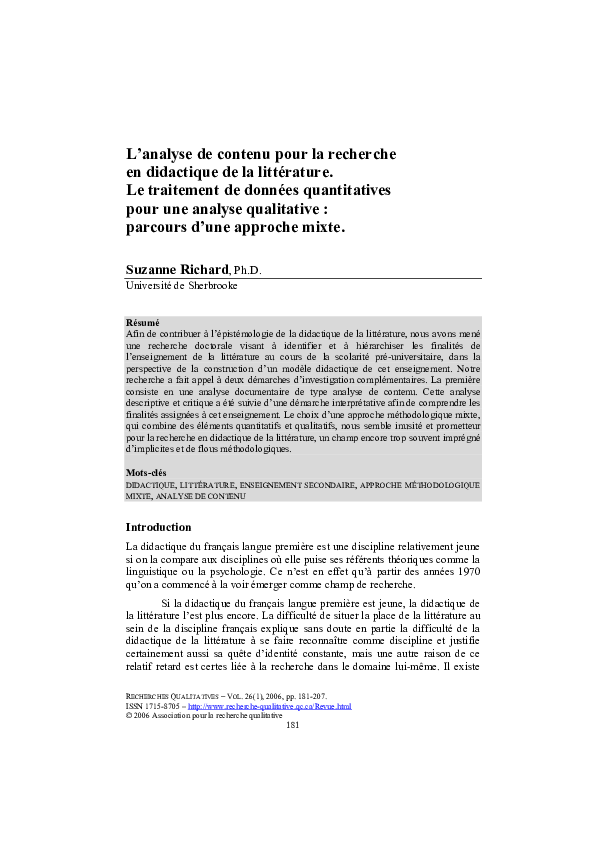 (PDF) L’analyse de contenu pour la recherche en didactique de la ...