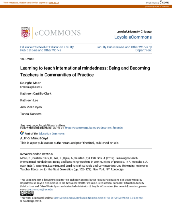 (PDF) Learning to teach international mindedness: Being and Becoming ...