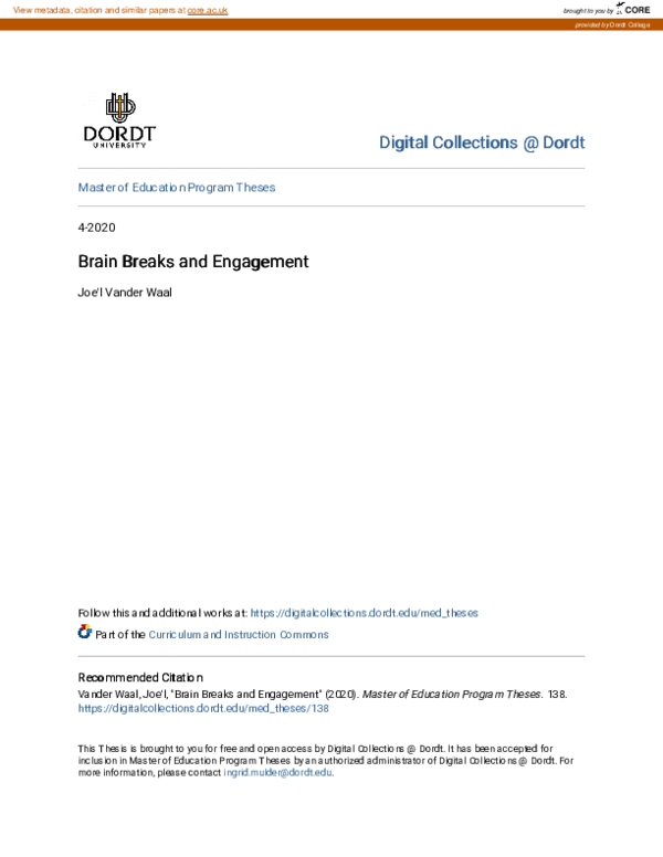 (PDF) Brain Breaks and Engagement