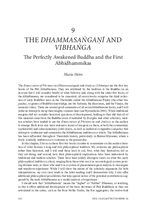 (PDF) "The Dhammasangani and the Vibhanga: The Perfectly Awakened ...