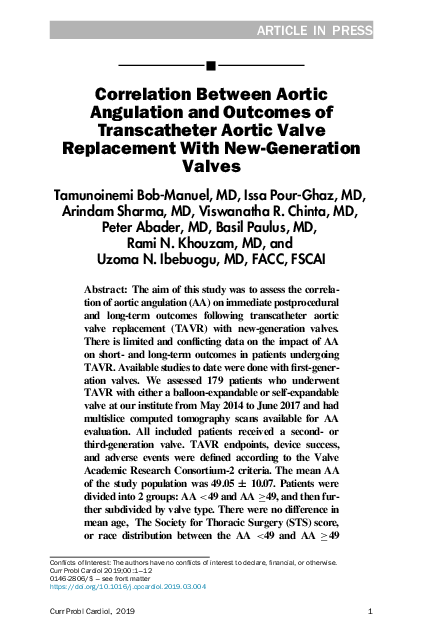 (PDF) Correlation Between Aortic Angulation and Outcomes of Transcatheter Aortic Valve ...