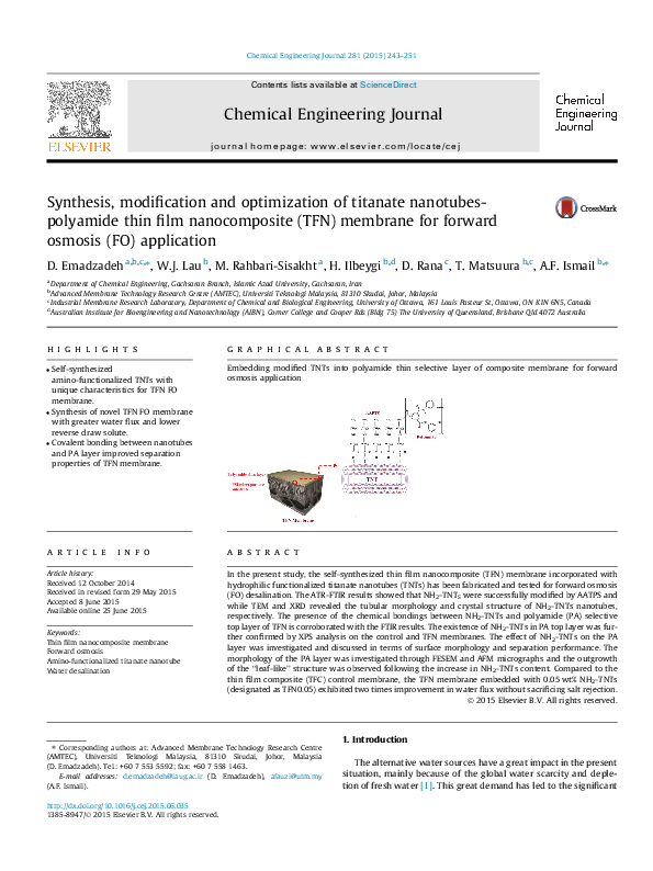 (PDF) Synthesis, modification and optimization of titanate nanotubes ... (PDF) Synthesis, modification and optimization of titanate nanotubes ...