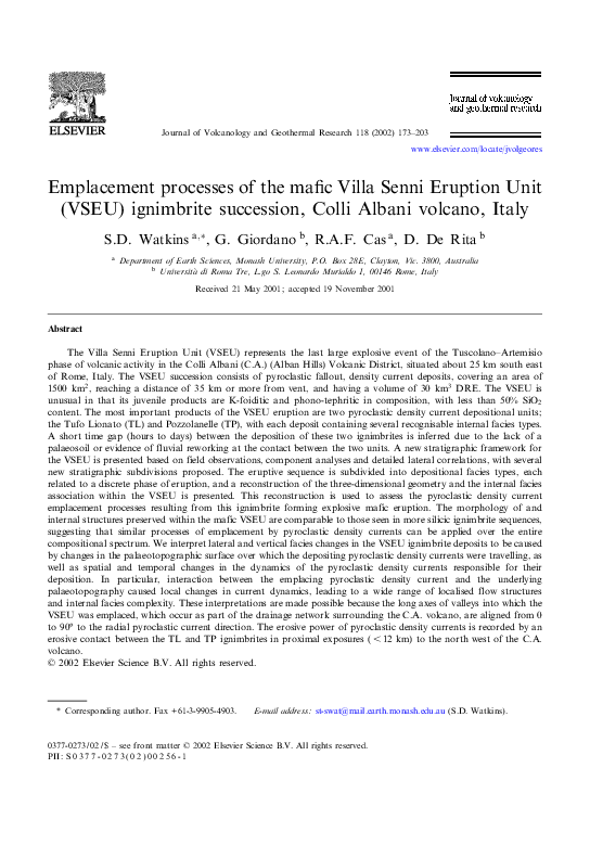 (PDF) Emplacement processes of the mafic Villa Senni Eruption Unit ...