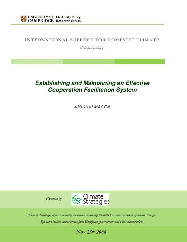 (PDF) Establishing and Maintaining an Effective Cooperation Facilitation System