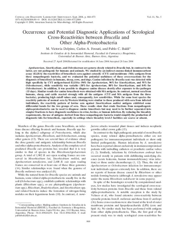 (PDF) Occurrence and Potential Diagnostic Applications of Serological Cross-Reactivities between ...