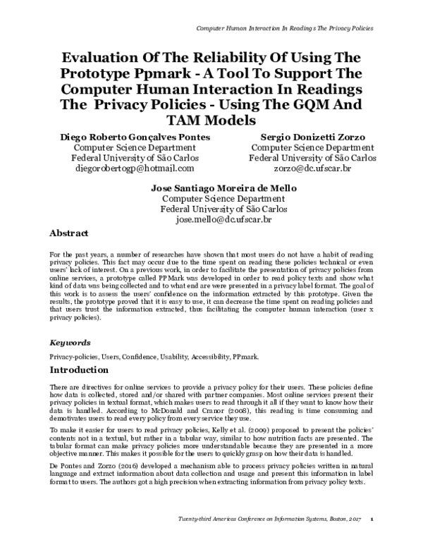 (PDF) Evaluation of the reliability of using the prototype PPMark - a ...