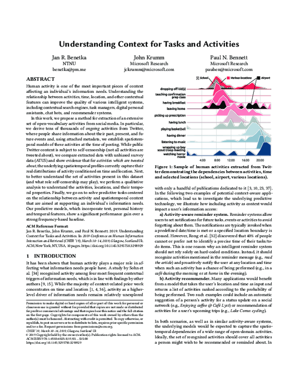 (PDF) Understanding Context for Tasks and Activities