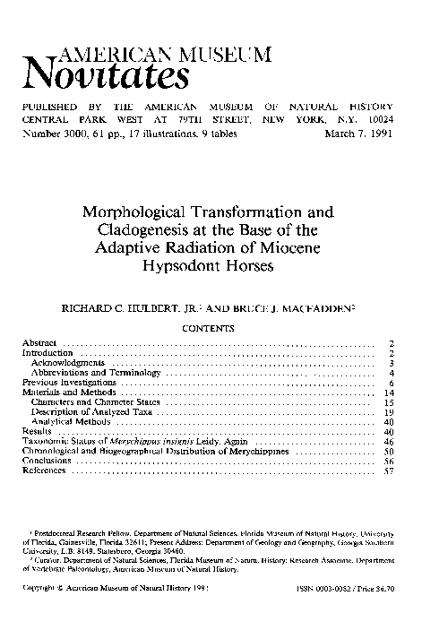 (PDF) Morphological transformation and cladogenesis at the base of the ...