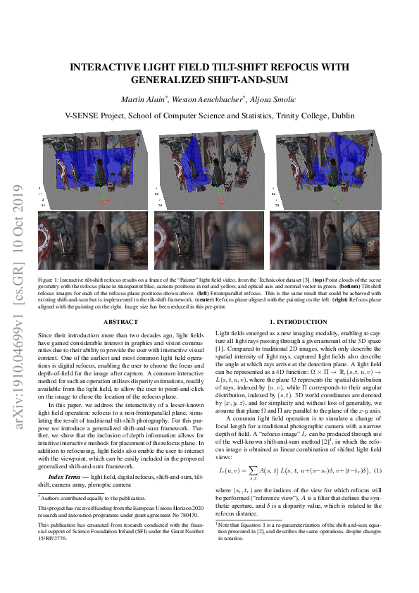 (PDF) Interactive Light Field Tilt-Shift Refocus with Generalized Shift ...