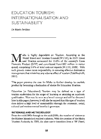 (PDF) Education tourism : internationalisation and sustainability