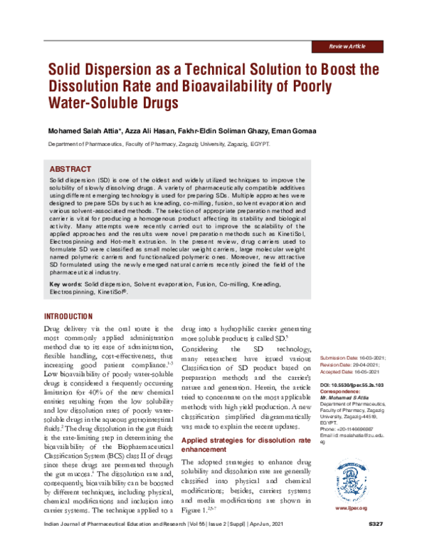 (PDF) Solid Dispersion as a Technical Solution to Boost the Dissolution ...