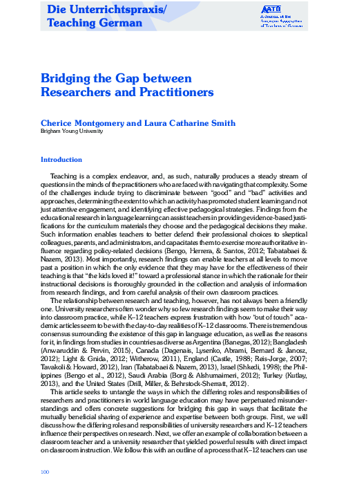 (PDF) Bridging the Gap between Researchers and Practitioners