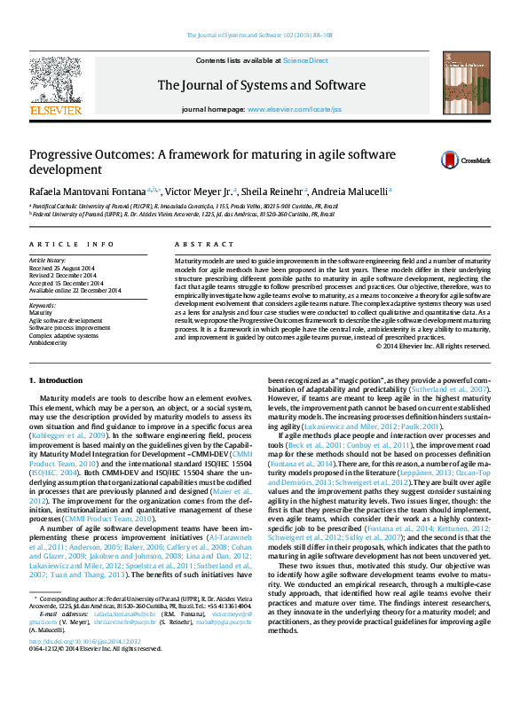(PDF) Progressive Outcomes: A framework for maturing in agile software ...