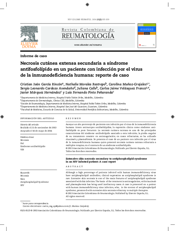 (PDF) Necrosis cutánea extensa secundaria a síndrome antifosfolípido en ...