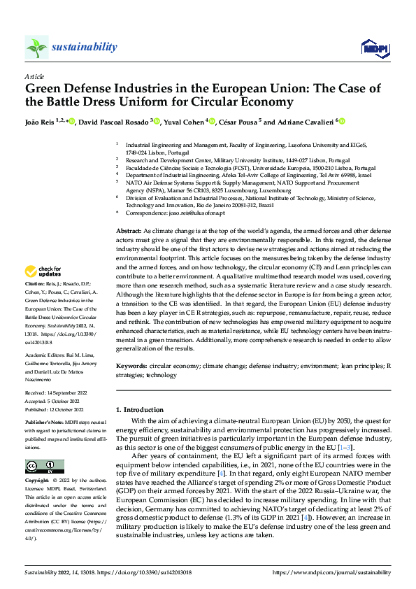 (PDF) Green Defense Industries in the European Union: The Case of the ...